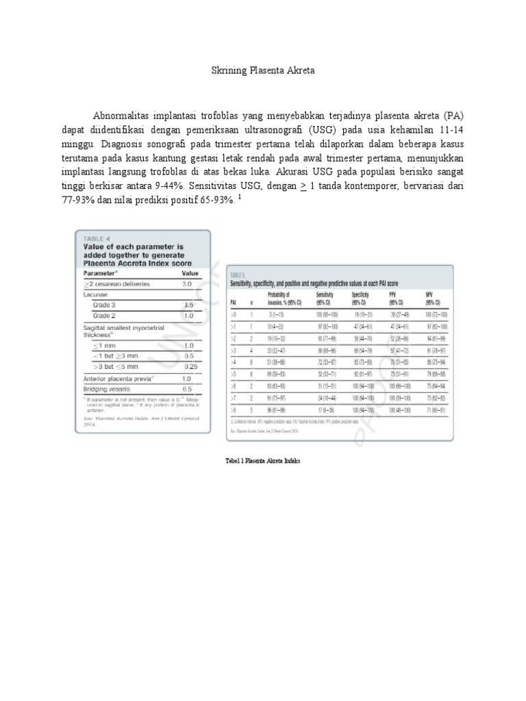 Skrining Plasenta Akreta | PDF