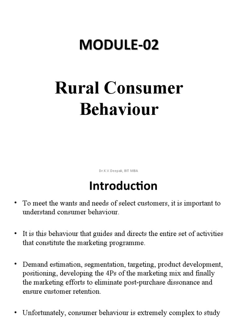 MODULE-02 Rural Consumer Behaviour | PDF | Consumer Behaviour | Behavior