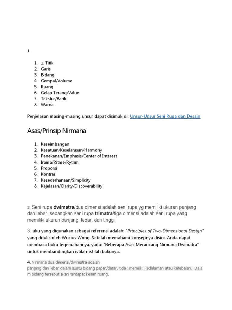 Asas Nirmana dalam Seni Rupa 2D dan 3D | PDF