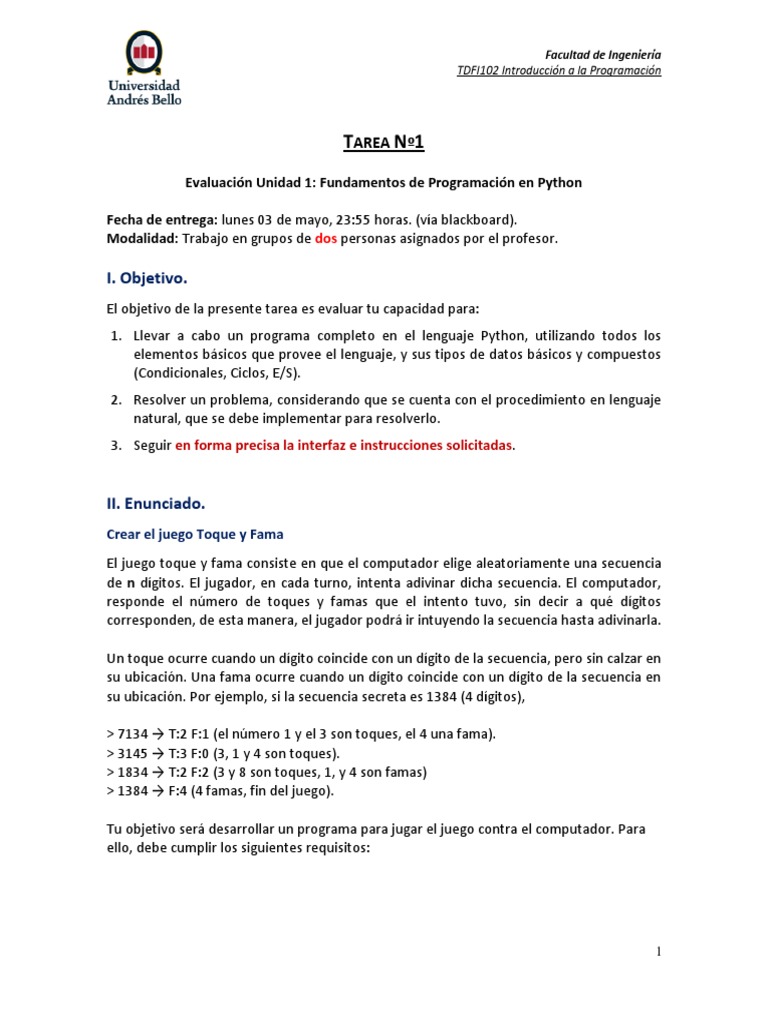 TDFI102 Tarea1 202110 | PDF | Programación de computadoras | Lenguaje de programación