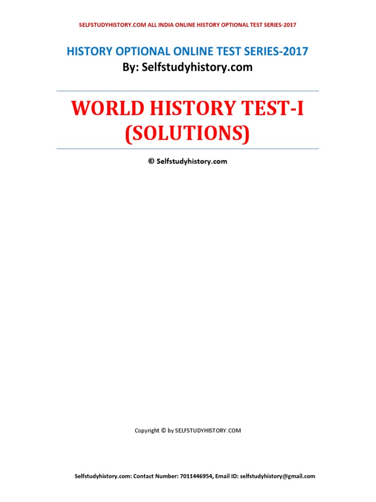 01.test-I (World History) Solutions | PDF | Socialism | Karl Marx
