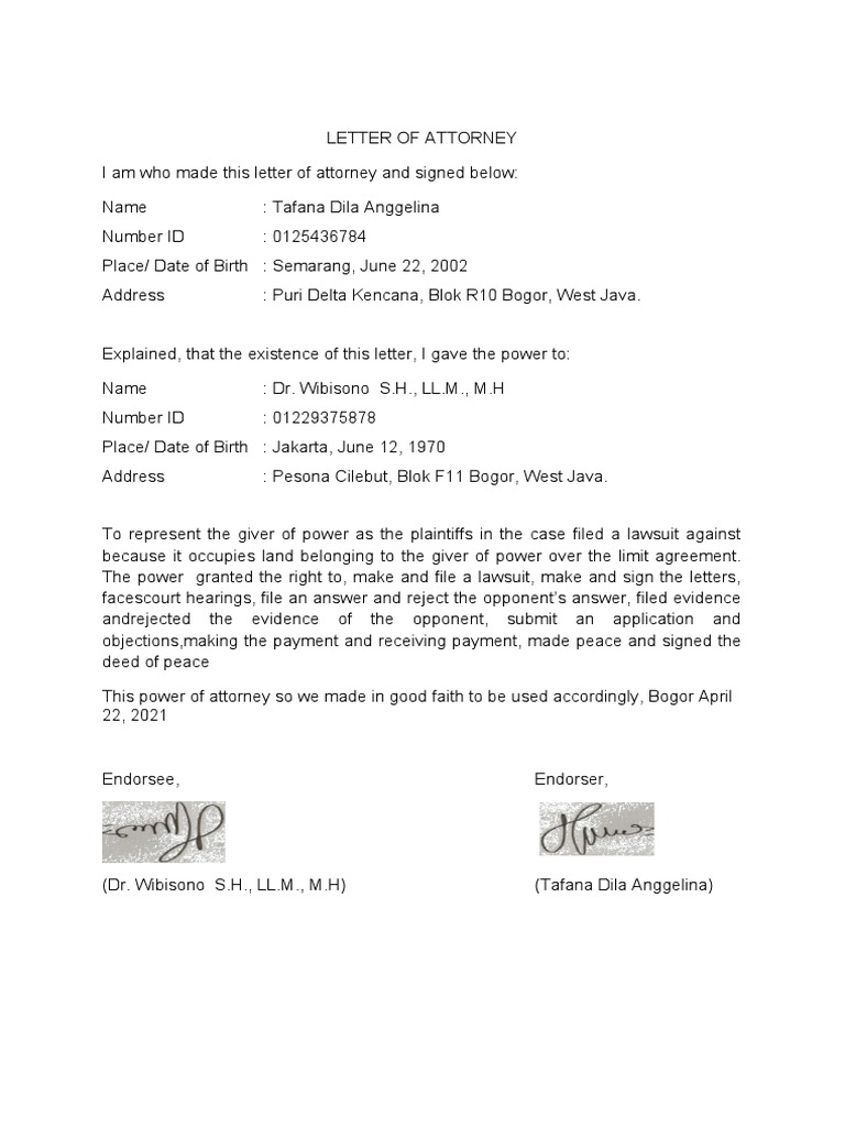 Letter of Attorney | PDF