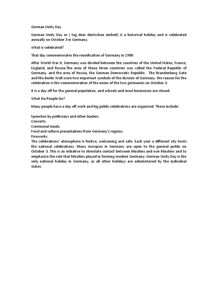 German Unity Day | PDF | Travel