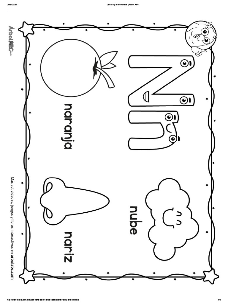 Letra N para Colorear - Árbol ABC | PDF