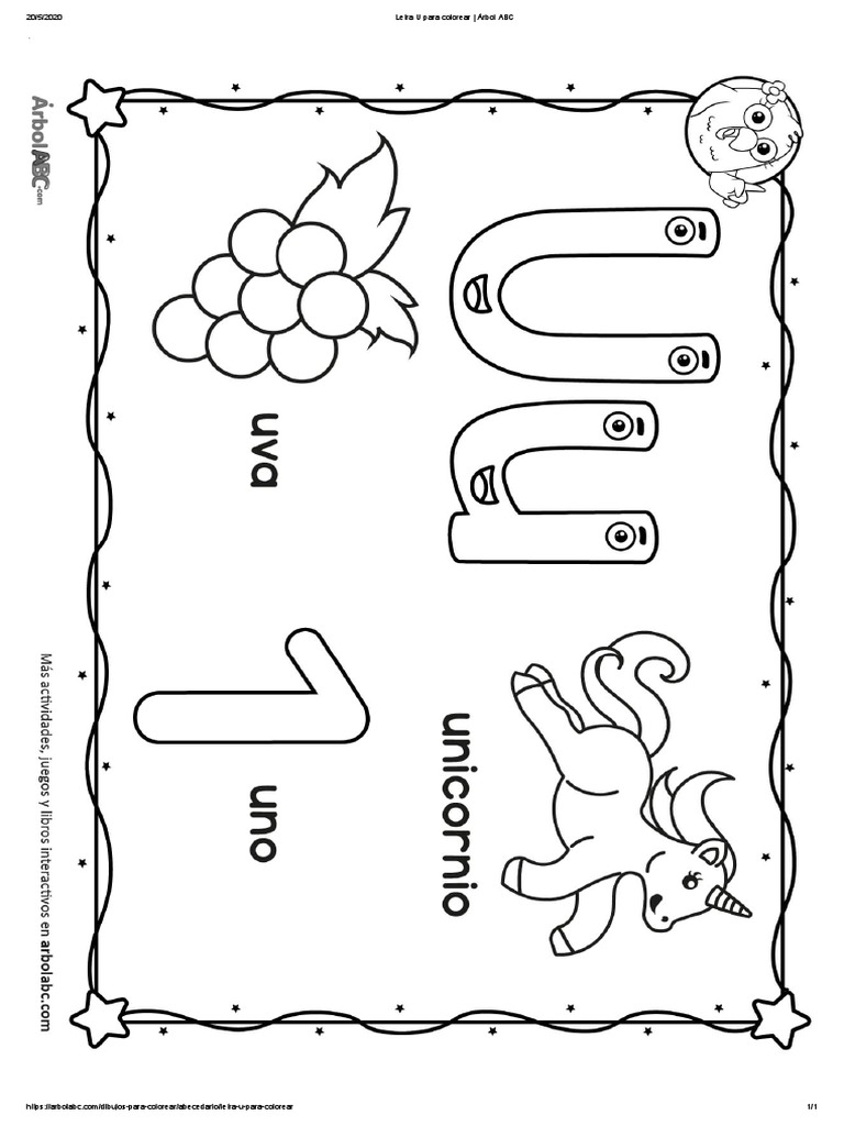 Letra U para Colorear - Árbol ABC | PDF