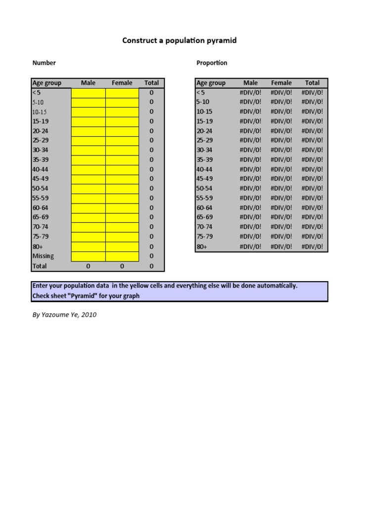 Population Pyramid Template | PDF