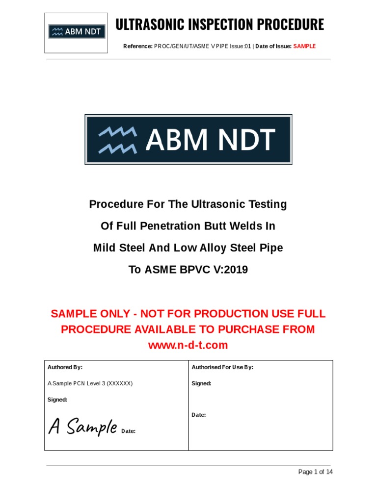 Ultrasonic Testing Procedure for Welds | PDF | Nondestructive Testing ...