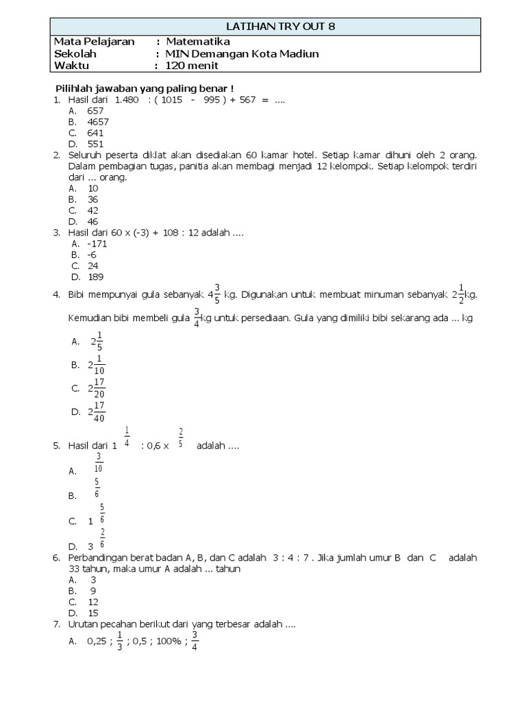 Latihan Try Out 8 | PDF