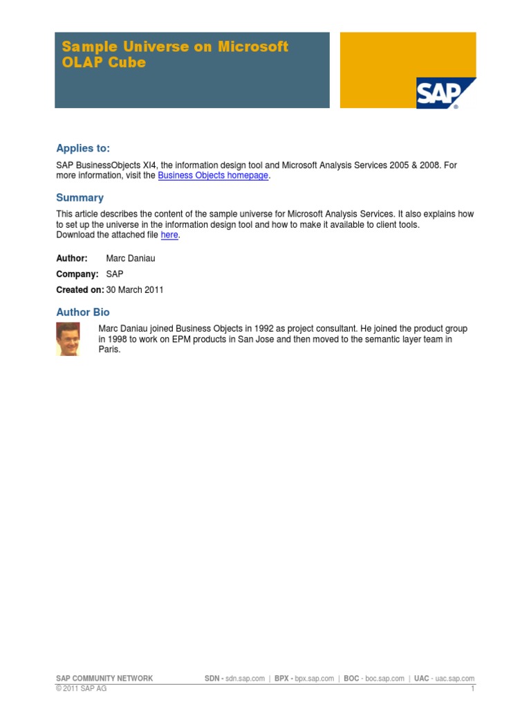 Sample Universe On Microsoft OLAP Cube | PDF | Ibm System I ...