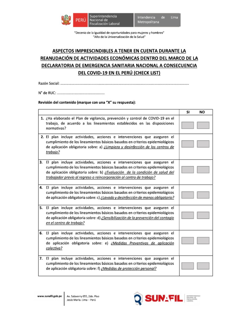 Check List SUNAFIL | PDF