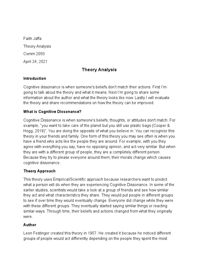 Theory Analysis Final 1 | PDF | Theory | Cognition