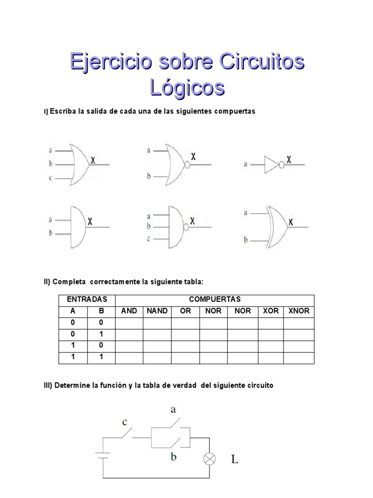 Ejercicios o Actividades Sobre Circuitos Lógicos | PDF