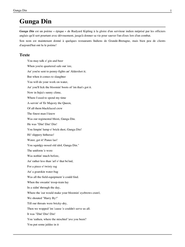 Rudyard Kipling Gunga Din | PDF | Mystery, Thriller & Crime Fiction ...