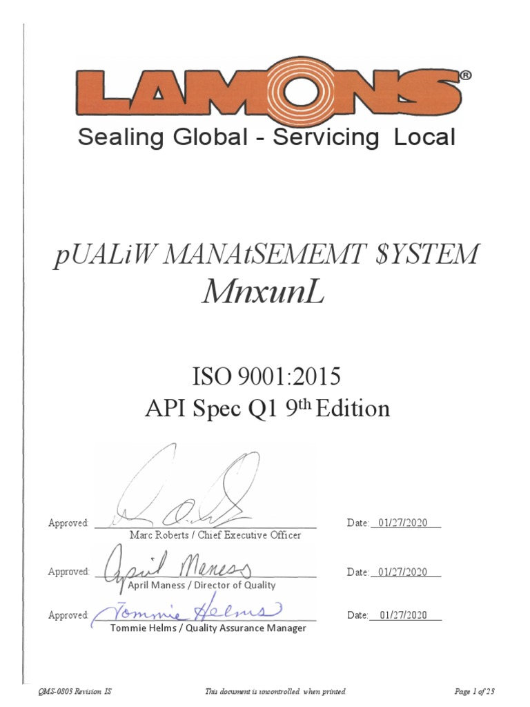 Quality Management System Manual ISO 9001 | PDF | Quality Management ...