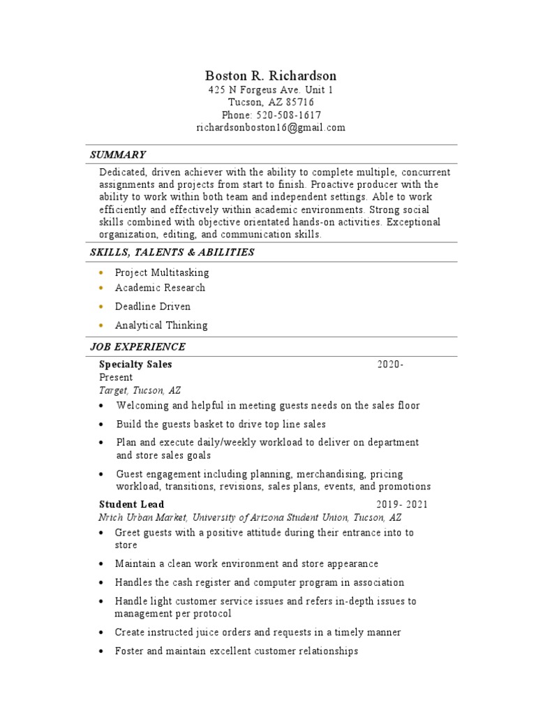 Richardson Resume | PDF | Sales | Business