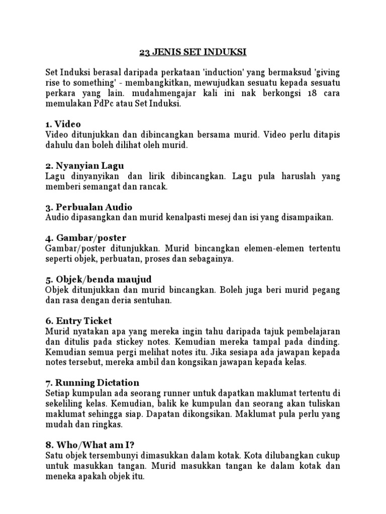 23 Jenis Set Induksi | PDF