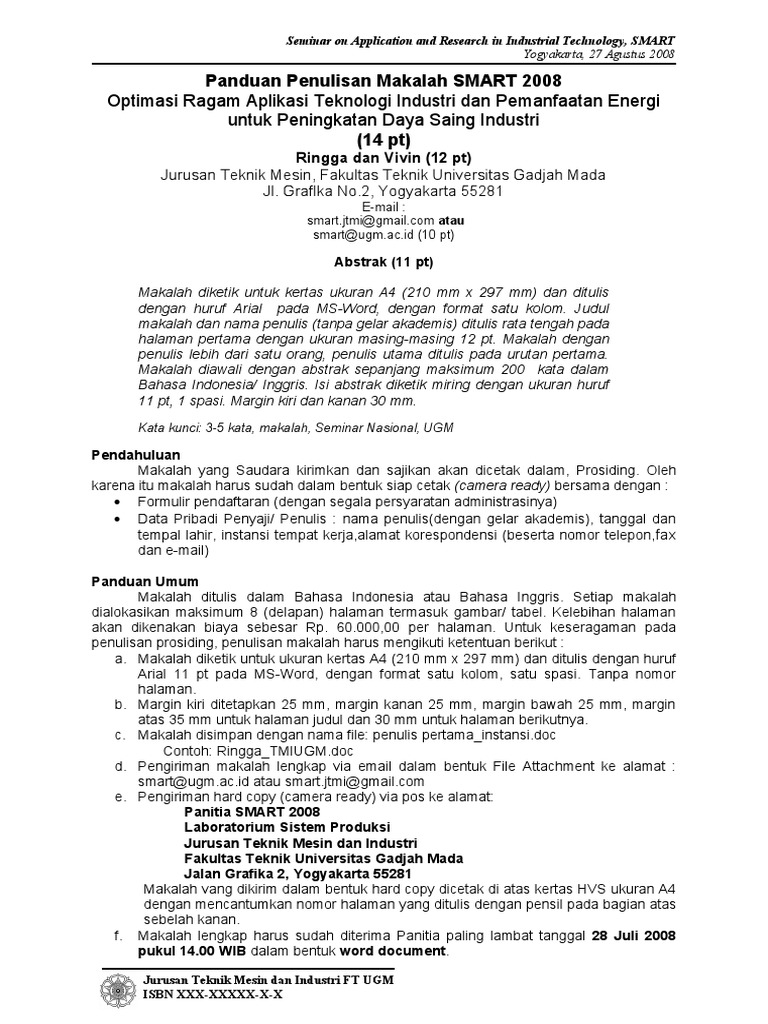 Panduan Penulisan Makalah SMART 2008 | PDF