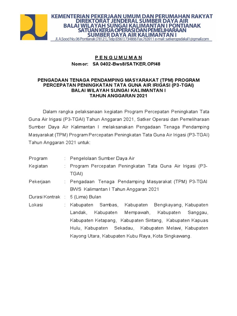 Rekrutmen TPM 2021 BWSK1 | PDF