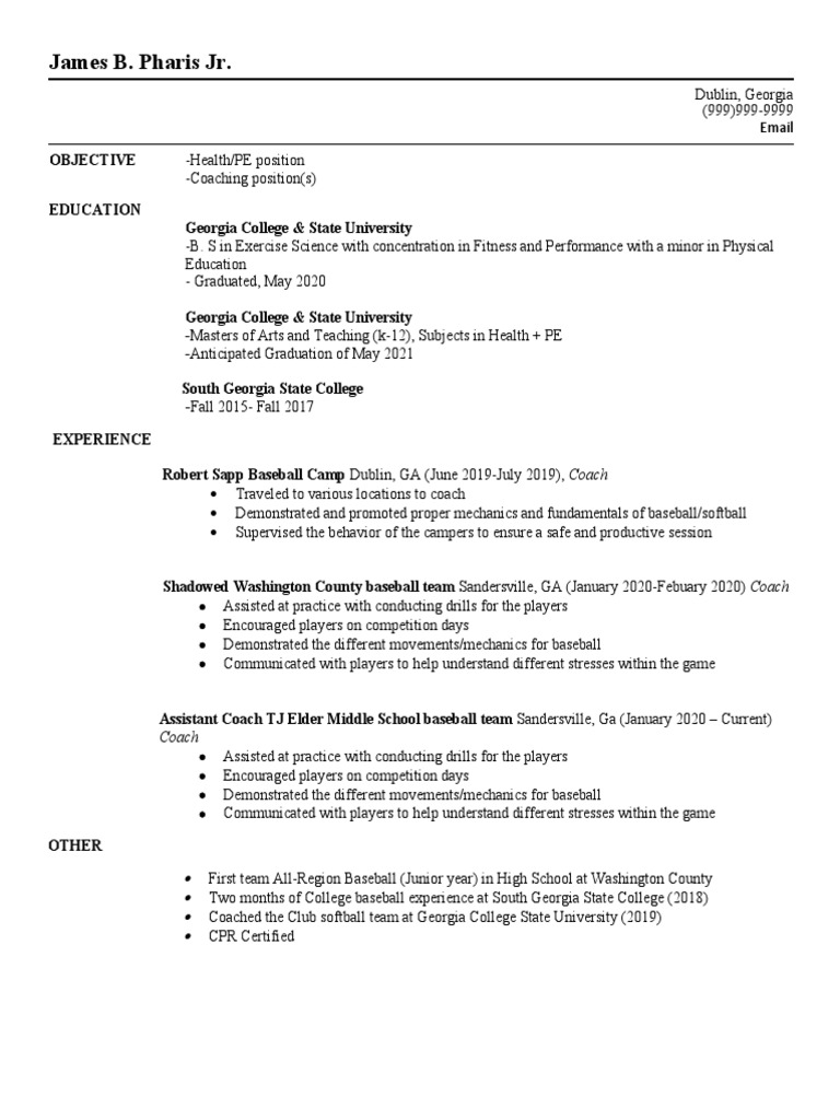 Fake Resume | PDF | Physical Education | Human Nature