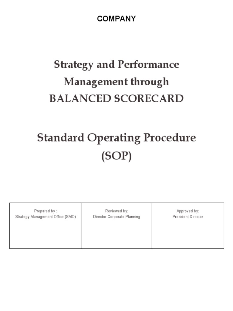 Standard Operating Procedure (SOP) : Strategy and Performance Management Through Balanced ...