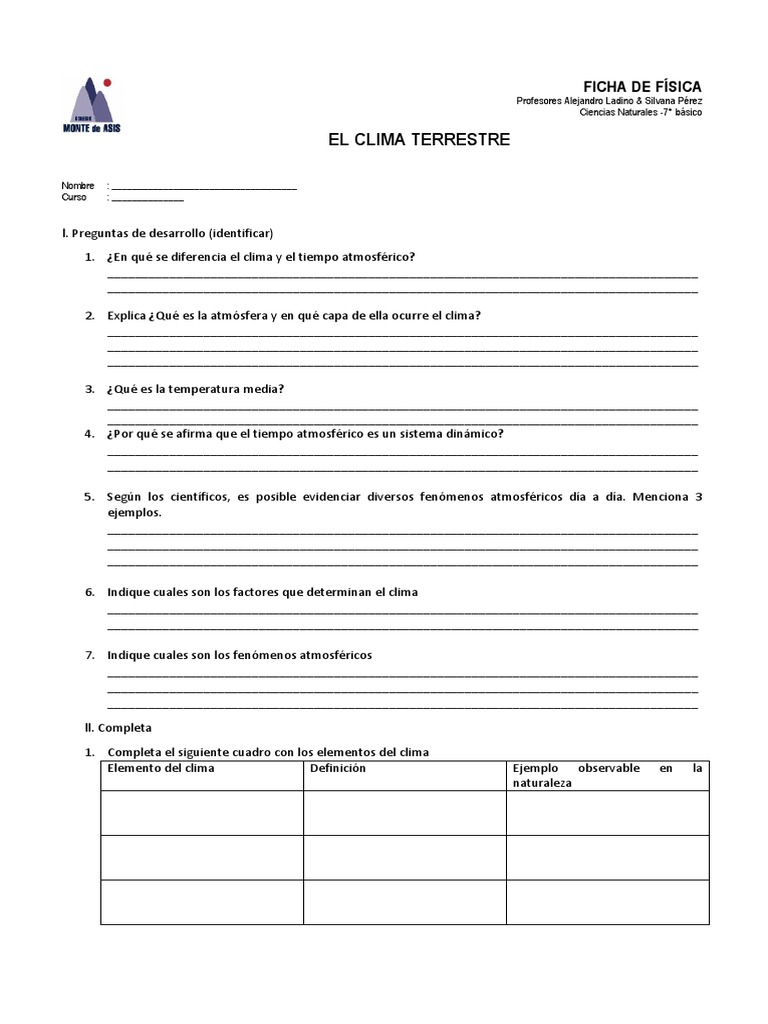 Clima Terrestre: Preguntas y Actividades | PDF | Clima | Atmósfera