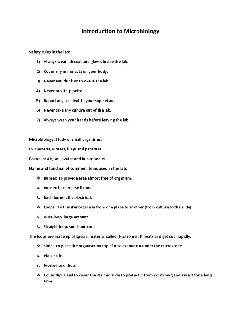 An Introduction to Basic Microbiology Laboratory Procedures, Equipment ...