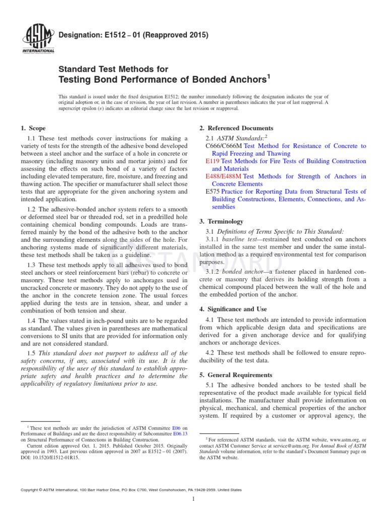 ASTM E1512-01 (2015) Kéo NH Bu Lông | PDF | Concrete | Masonry