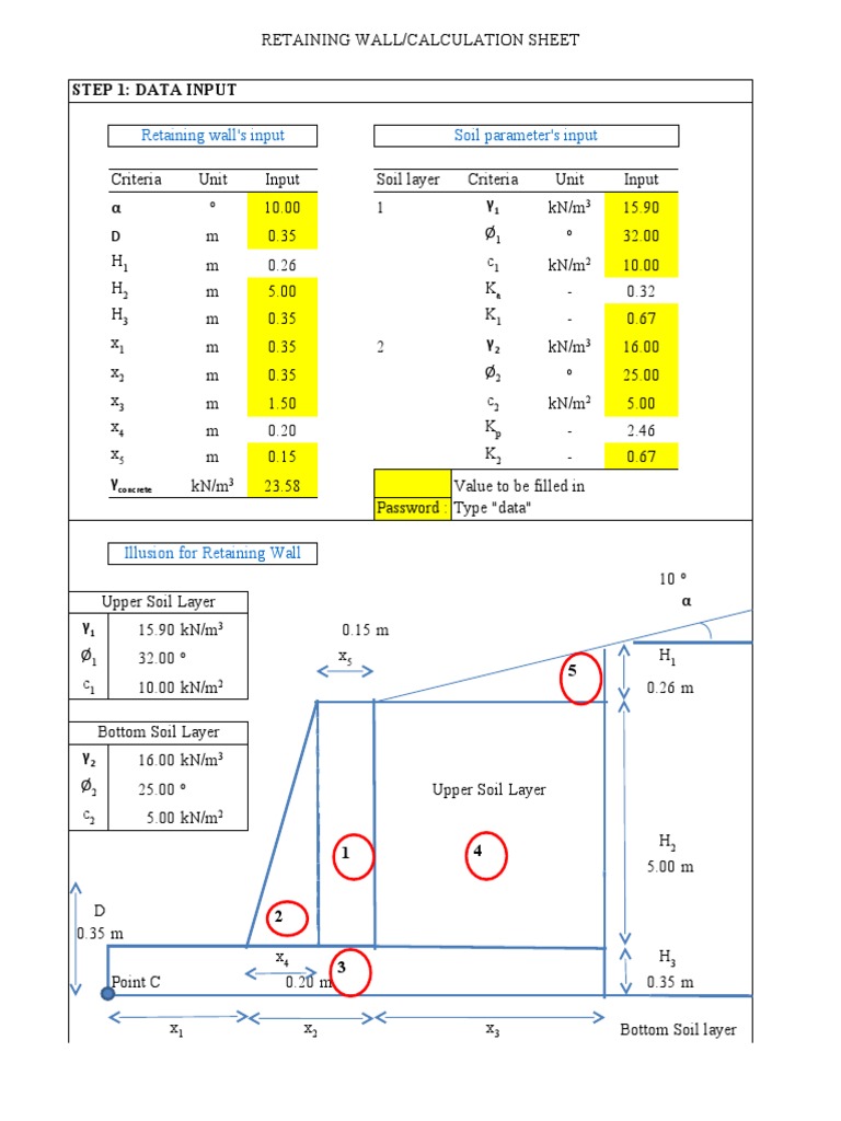 Retaining Wall's Input Soil Parameter's Input | PDF | Soil Science ...
