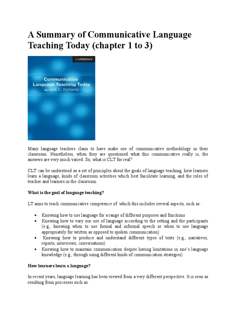 Overview of Communicative Language Teaching | PDF | Educational ...