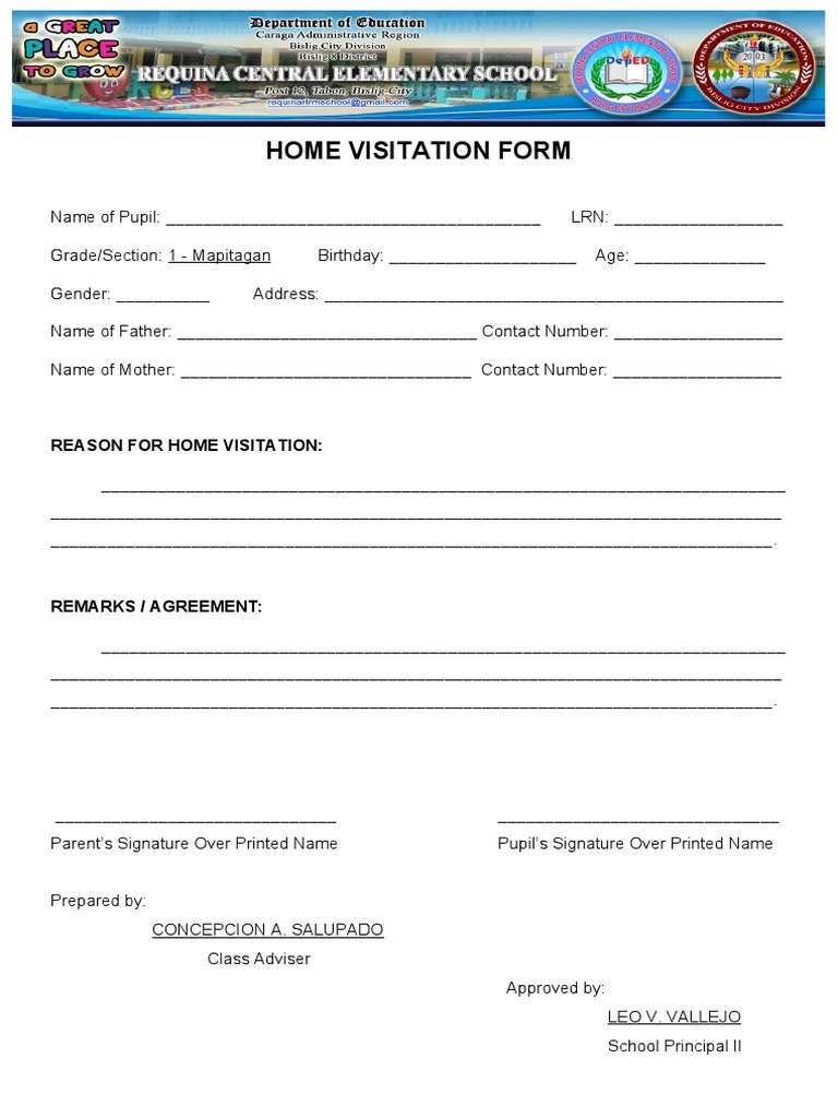 Home Visitation Form | PDF