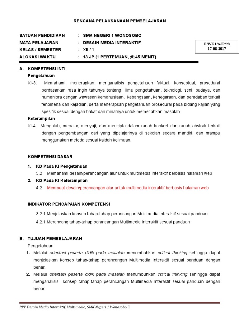 RPP KD 3.2 Perancangan DMI | PDF