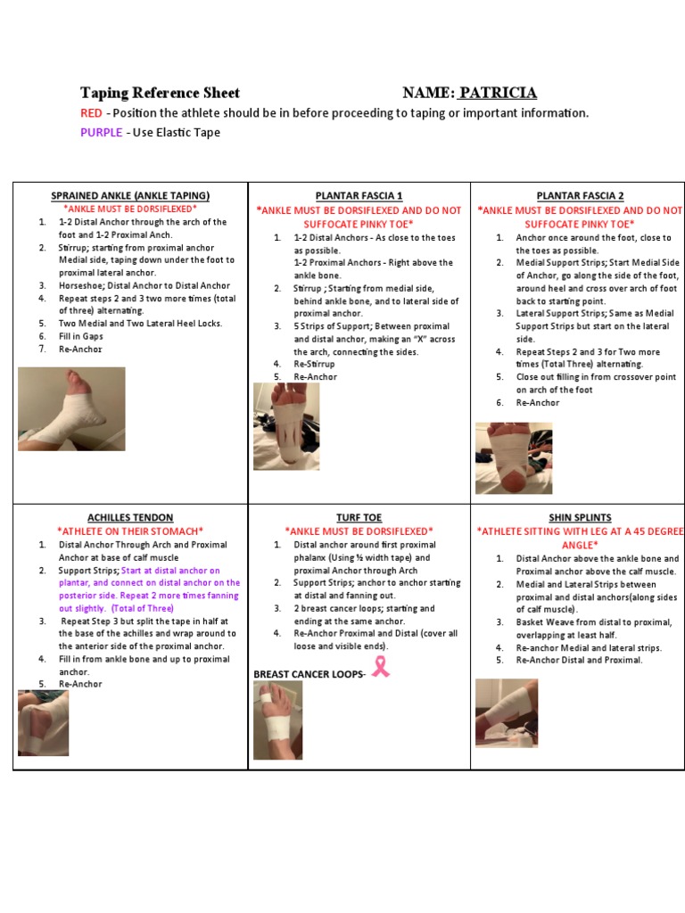 Taping Reference Sheet-3815621 | Download Free PDF | Foot | Ankle