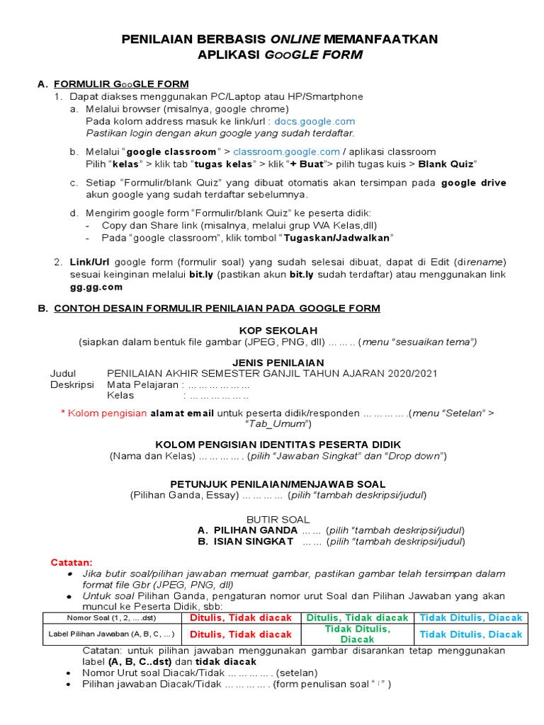 Desain Formulir Google Form | PDF | Metode & Bahan Ajar