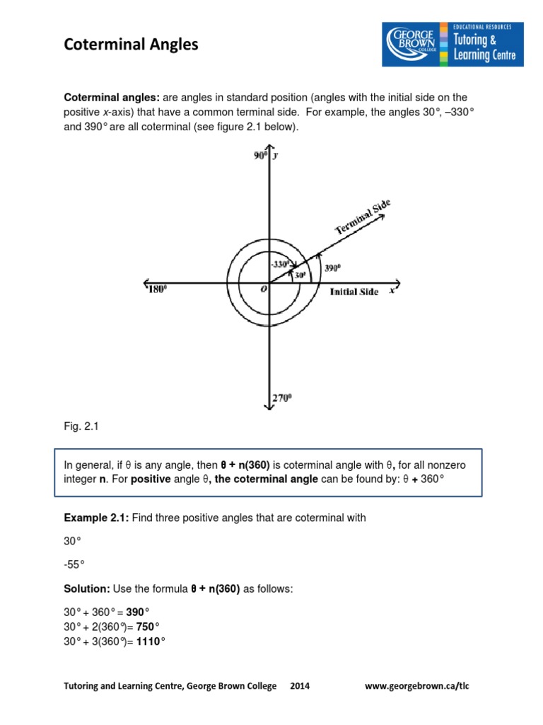 Coterminal Angles | PDF