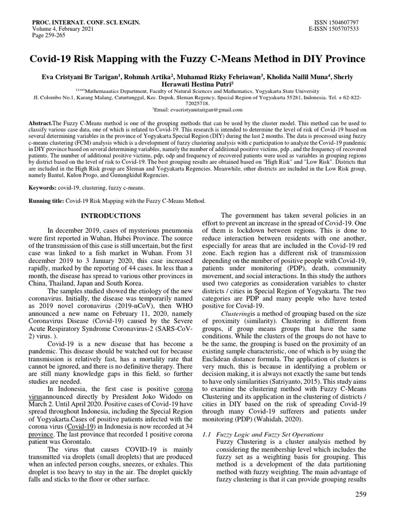 Covid-19 Risk Mapping in DIY Province | PDF | Fuzzy Logic | Cluster ...