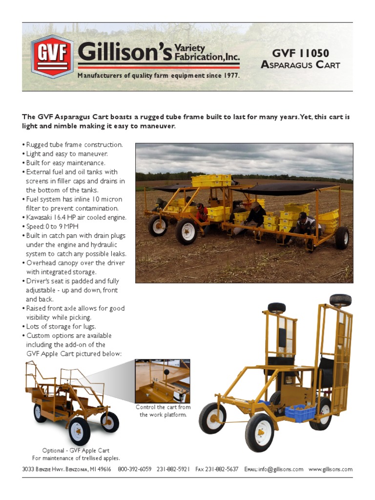 GVF Asparagus Cart 11050 | PDF | Wheeled Vehicles | Vehicles