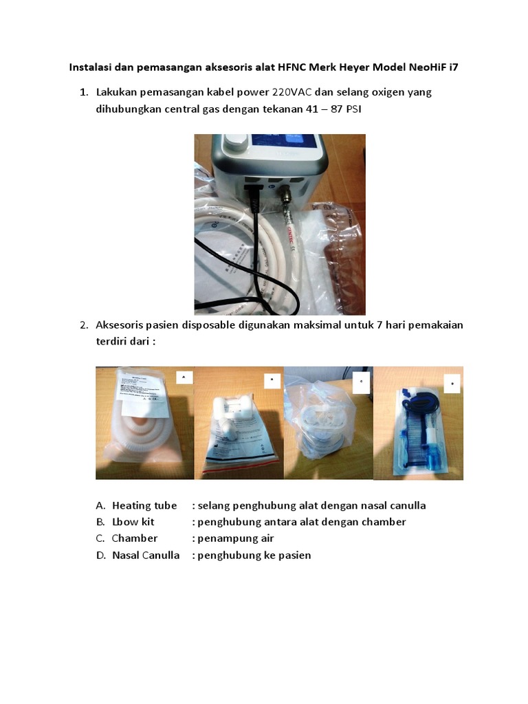 Instalasi Dan Pemasangan Aksesoris Alat HFNC Merk Heyer Model NeoHiF I7 ...