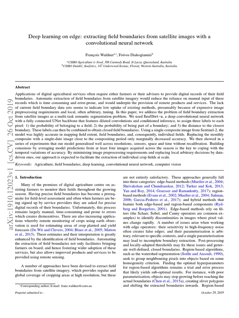 Deep Learning On Edge Extracting Field Boundaries | PDF | Image Segmentation | Artificial Neural ...