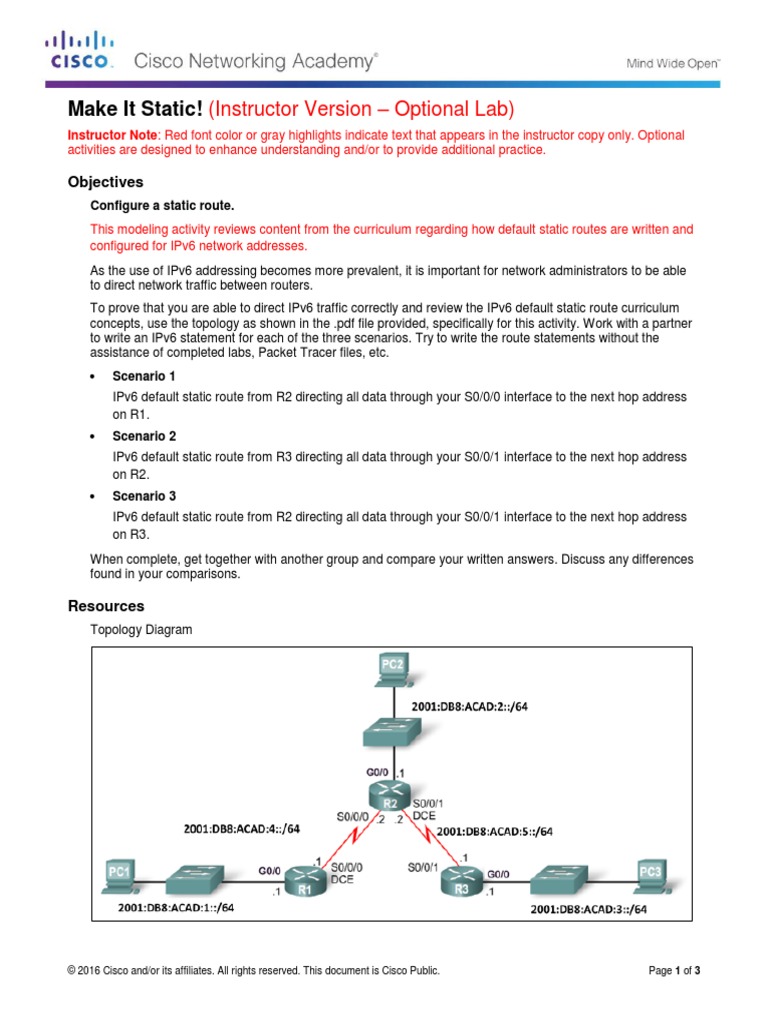 2.4.1.1 Class Activity - Make It Static Instructions - ILM | PDF | I ...
