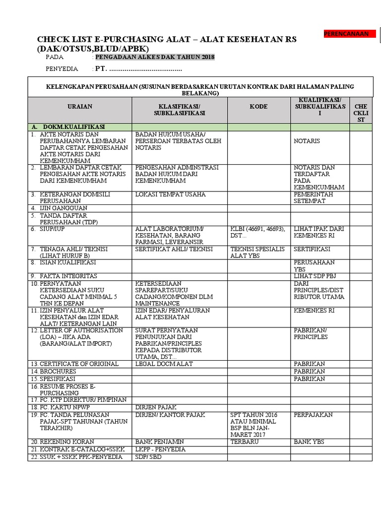 Checklist Kelgkpan Dokm-Kontrak | PDF