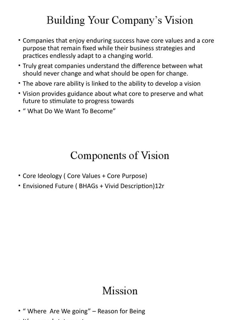 Building Your Company's Vision | PDF | Competitive Advantage | Profit ...