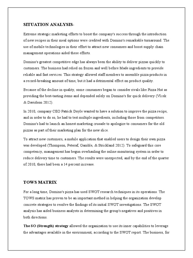 Situation Analysis-: The SO (Strength) Strategy Allowed The ...