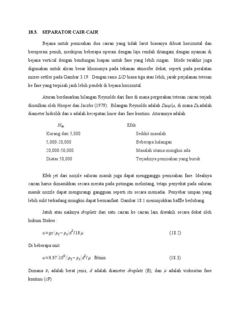 Pemisahan Cairan Menggunakan Separator Cair-Cair | PDF