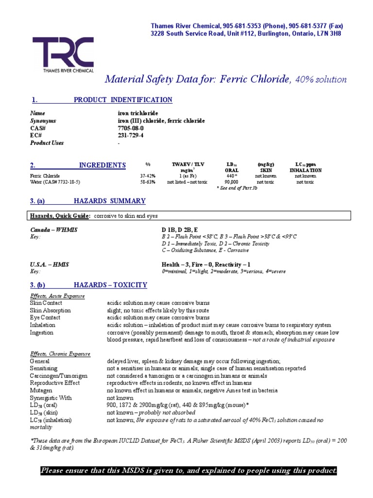 Ferric Chloride Specific Gravity & Boiling & Freezing Points | PDF ...