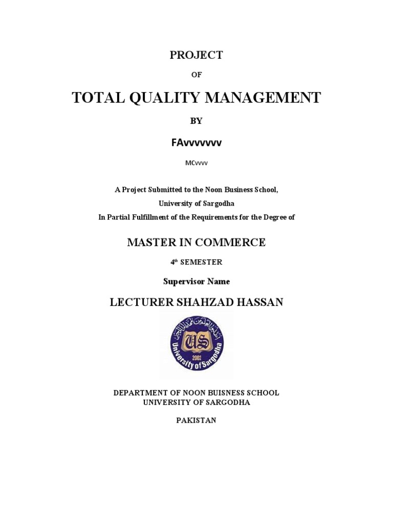 Total Quality Management: Project | PDF | Sony | Business