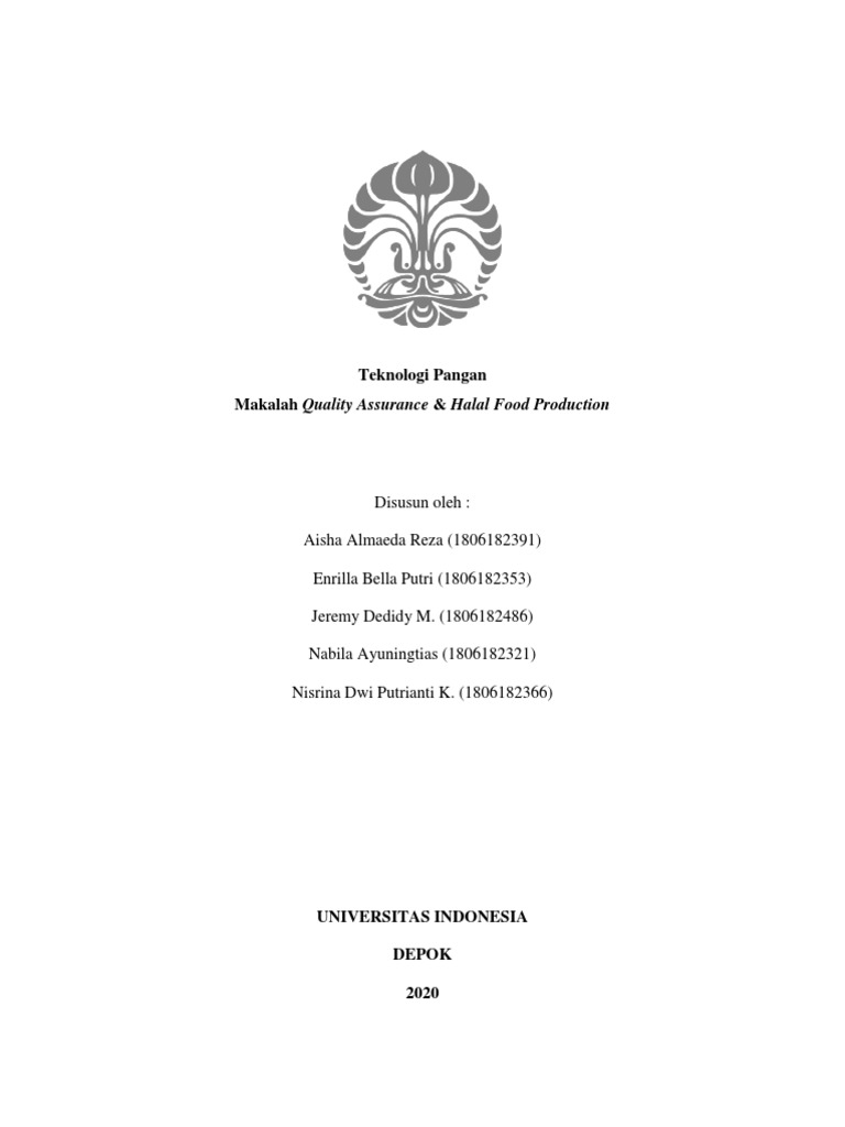 Makalah Summary Quality Assurance and Halal Food Production Kelompok 3 | PDF