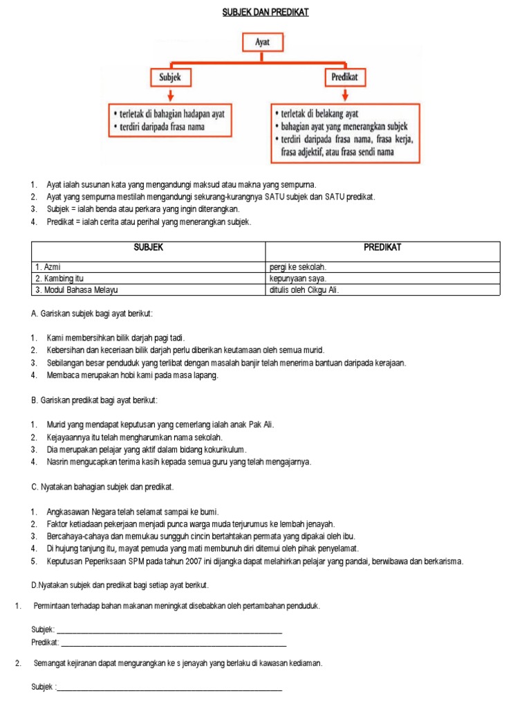 Subjek Dan Predikat | PDF