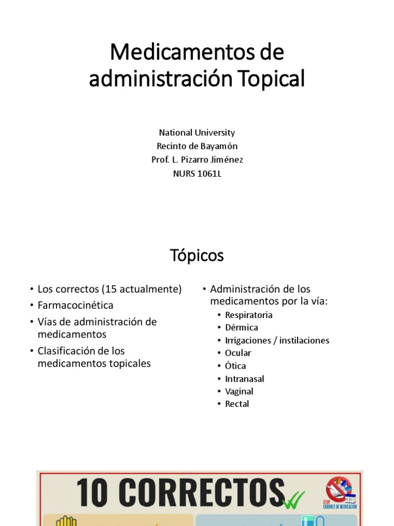 Medicamentos Tópicos y Vías de Administración | PDF | Medicamentos con ...