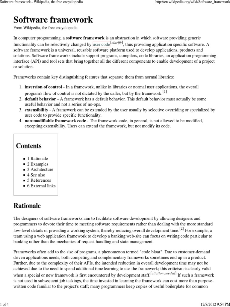 Software Framework - Wikipedia, The Free Encyclopedia | PDF | Software ...