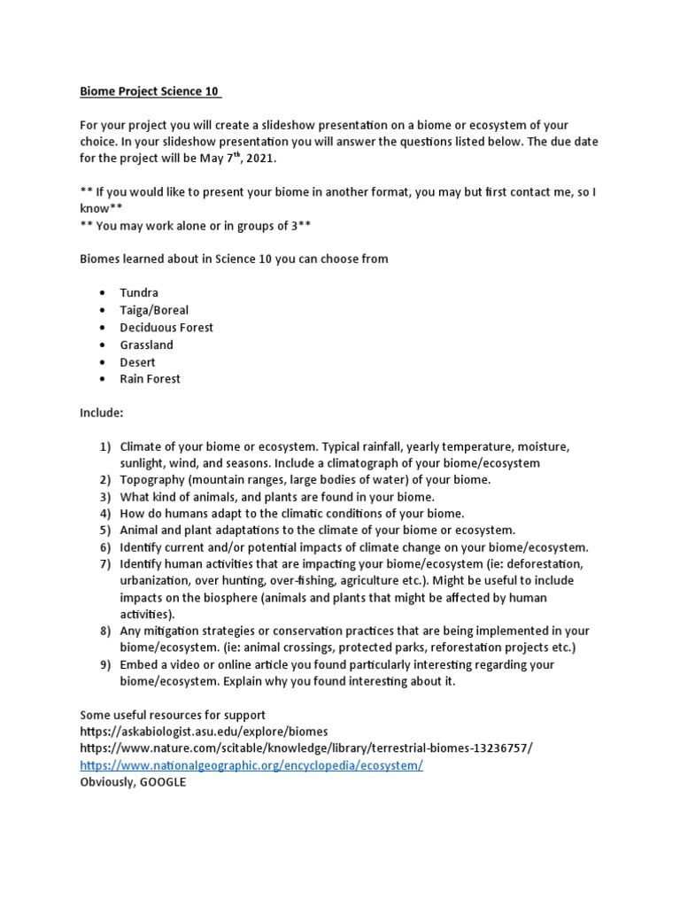 Biome Project Science 10 | PDF | Forests | Ecosystem